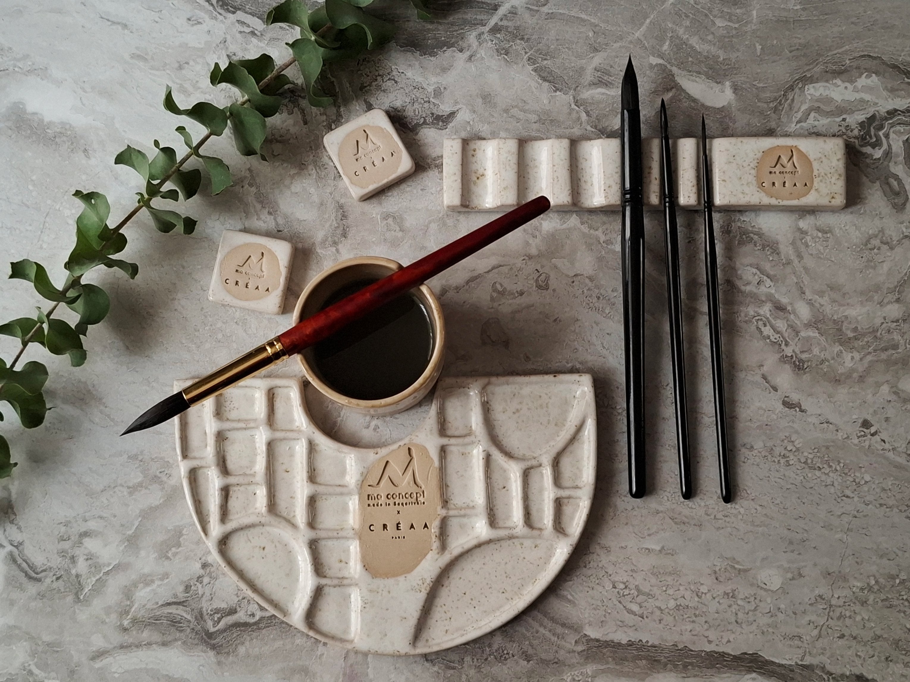 Signature Half-Moon Ceramic Watercolor Palette – CRÉAA